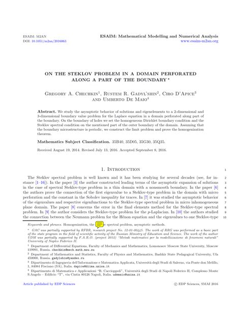 Pdf On The Steklov Problem In A Domain Perforated Along A Part Of The Boundary
