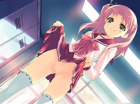 Uncensored Hentai Girl No Panties Pulling Up Skirt Schoolgirl Shaved Bare Pussy Stockings