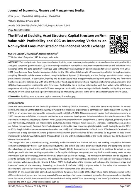 Pdf The Effect Of Liquidity Asset Structure Capital Structure On Firm Value With
