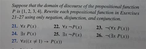 Solved Suppose That The Domain Of Discourse Of The Chegg