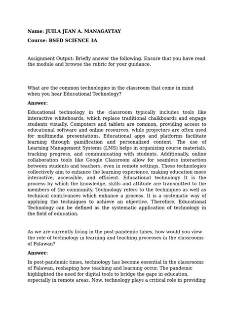 Output Assignment In Ttl 1 Pdf