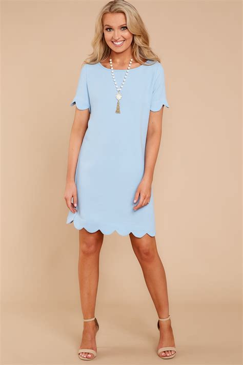 Chic Light Blue Dress Cute Scallop Dress Dress 3600 Red Dress