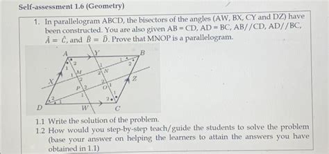 Solved 1 In Parallelogram Abcd The Bisectors Of The Angles