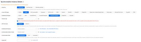 creating a drs task from on premises oracle to gaussdb centralized real time synchronization