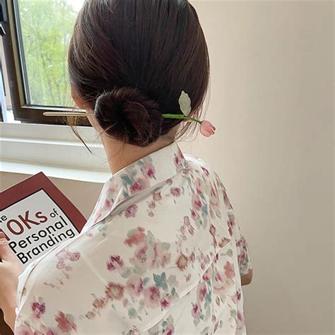 Badu Bg Античност Ретро лале Цвете Емайл Фиби Hanfu Аксесоари за коса За жени Щипка за коса