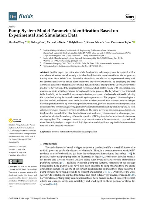 PDF Pump System Model Parameter Identification Based On Experimental And Simulation Data