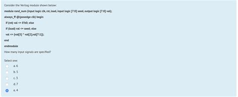 Solved Consider The Verilog Module Shown Below Module
