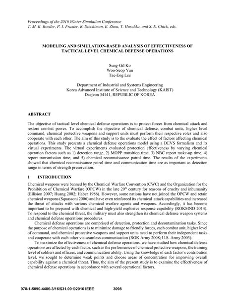 pdf modeling and simulation based analysis of effectiveness of tactical level chemical defense