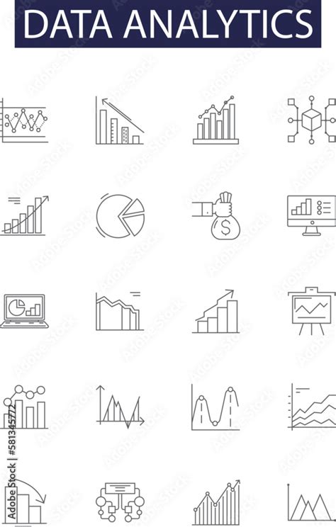 Data Analytics Line Vector Icons And Signs Analytics Computing Data Mining Machine Learning