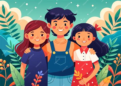 Premium Photo Flat Illustration Celebrating National Siblings Day