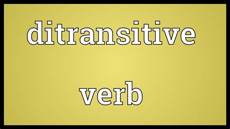 Ditransitive Verb Meaning Youtube