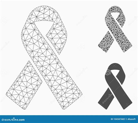 Mourning Ribbon Vector Mesh 2d Model And Triangle Mosaic Icon Stock Vector Illustration Of