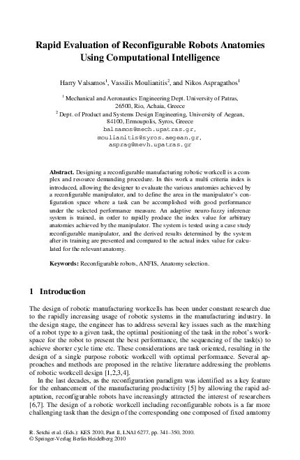 Pdf Rapid Evaluation Of Reconfigurable Robots Anatomies Using Computational Intelligence