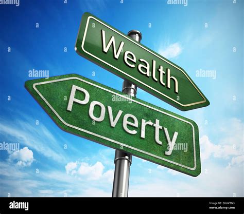 Wealth And Poverty Arrows Pointing Opposite Directions 3d Illustration