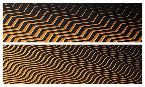 기하학적이 고 물결 무늬가 있는 검정색 배경의 집합입니다 골든 리니어 장식 0명에 대한 스톡 벡터 아트 및 기타 이미지 0명 3차원 형태 가리기 Istock