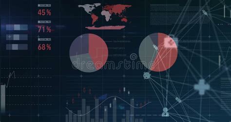 On Load Dashboard Interface Animating Gauges Charts Pie Graphs And Network To Visualize