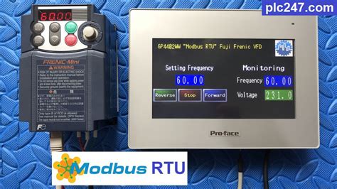 HMI Proface Modbus RTU Fuji Frenic Tutorial Plc Com