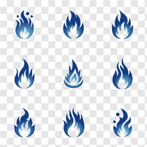 Blue Fire Vector Icon Set With Various Variations Icon Fire Blue Png