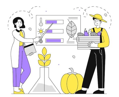 Premium Vector Team Of Argonomist Concept Woman With Pointer And Man In Uniform Scientific