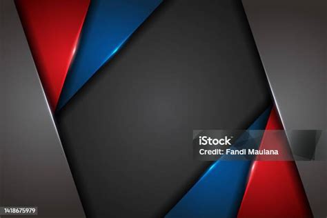 추상적 인 현대 대각선 겹침 회색 배경에 금속 광선 파란색과 빨간색 0명에 대한 스톡 벡터 아트 및 기타 이미지 0명 3차원 형태 금속 Istock