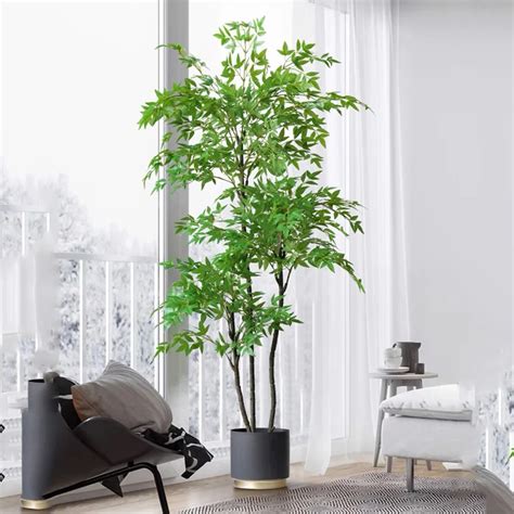 대형 인조 플랜트 난디나 가지 열대 야자수 인조 대나무 플라스틱 나뭇잎 큰 녹색 식물 홈 장식 Aliexpress