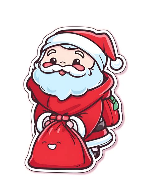 Sticker Of Cute Cartoon Santa Claus Coming In Christmas Day With Ts By Ai Generative 34377846 Png