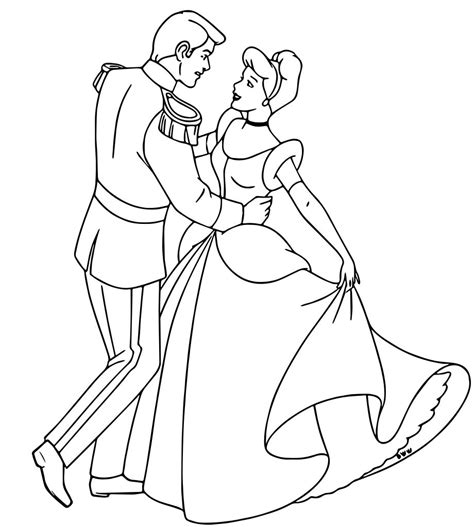 Coloring Pages Cinderella And Prince Charming
