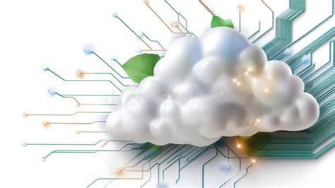Cloud Technology Concept With Circuit Board And Green Leaves Symbolizing Eco Friendly Innovation