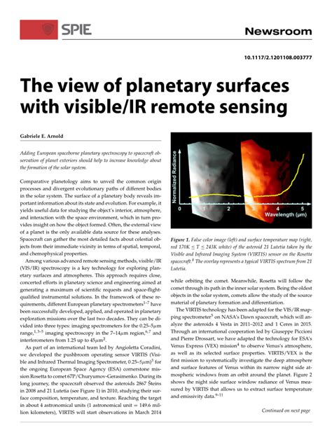 Pdf The View Of Planetary Surfaces With Visibleir Remote Sensing