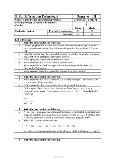 Pp Practical Syllabus E Next In Pdf Method Computer Programming String Computer