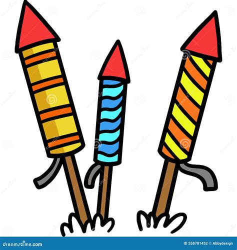 New Year Fireworks Cartoon Clipart Stock Vector Illustration Of