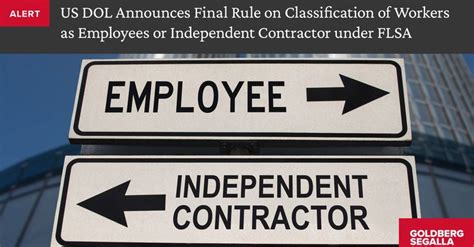 Us Dol Announces Final Rule On Classification Of Workers As Employees