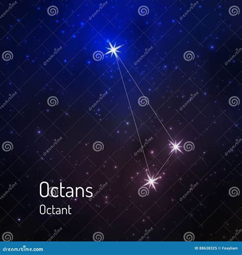Constellation Octans Octant Night Star Sky Vector Illustration