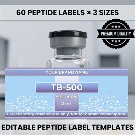 Editable Peptide Vial Labels 60 Count 3 Sizes Digital Download