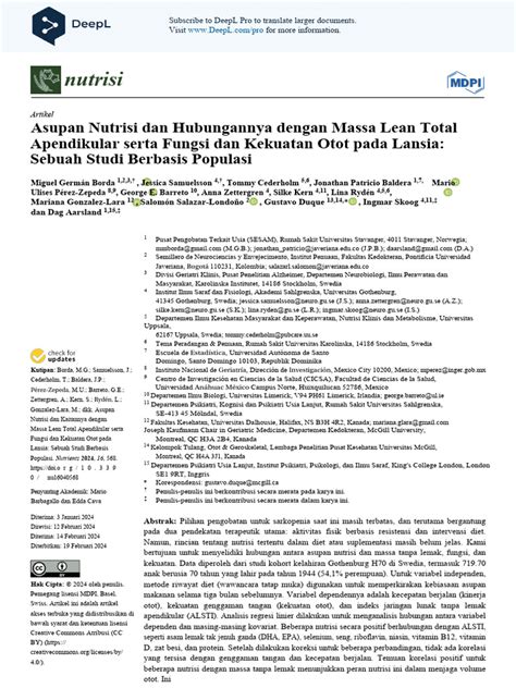 Nutrient Intake And Its Association With Appendicular Total Lean Mass