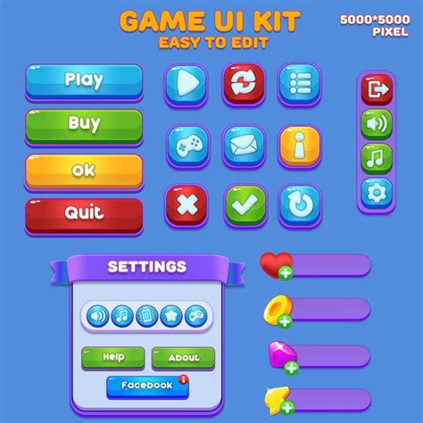 Mobile Game Ui Buttons Kit Psd High Quality Free Psd Templates For Download