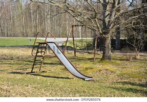 Old Abandoned Playground Rusty Swing Slide Stock Photo Shutterstock