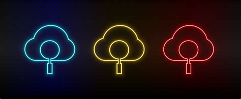 네온 아이콘 데이터베이스 서버 검색 빨간색 파란색 노란색 네온 벡터 아이콘 세트 개념에 대한 스톡 벡터 아트 및 기타 이미지 개념 검색 경영자 Istock