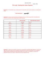 Scaling The Solar System Pre Lab Worksheet Docx Astronomy 1025 Section 003L Pre Lab Scaling