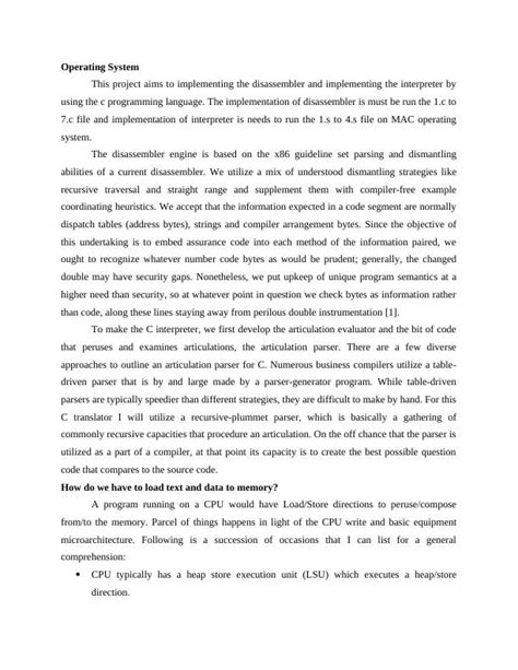 Disassembler And Interpreter Implementation For Mac Os Desklib