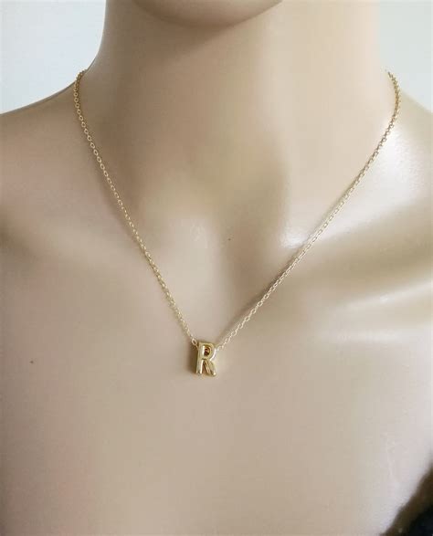 Custom Initial Necklace Personalize Initial Necklace Tiny Gold