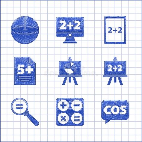 Set Calculation Test Or Exam Sheet And Pen And Sigma Symbol Icon Stock