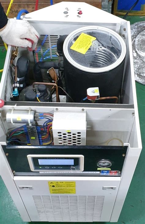 안산 시흥 시화공단 레이저마킹인쇄기 칠러냉각기수리 냉매누설알람신호 수리 냉각기 이상알람 Leak Alarm 배관막힘불량수리