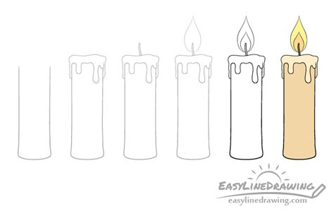 How To Draw A Candle Step By Step EasyLineDrawing