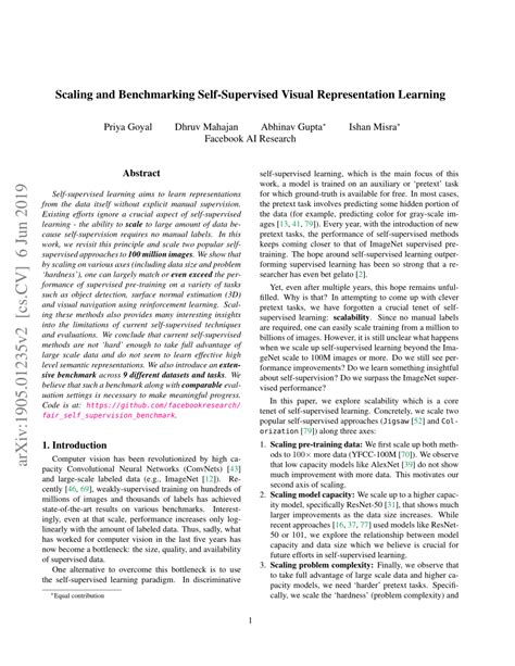 Pdf Scaling And Benchmarking Self Supervised Visual Representation Learning