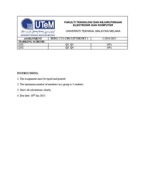 Circuit Theory 1 Assignment Pdf Network Analysis Electrical Circuits Electronic Circuits