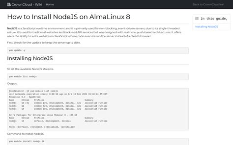 Crowncloud Wiki How To Install Nodejs On Almalinux 8
