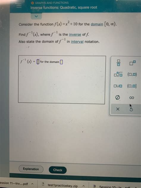 Solved Ographs And Functions Inverse Functions Quadratic