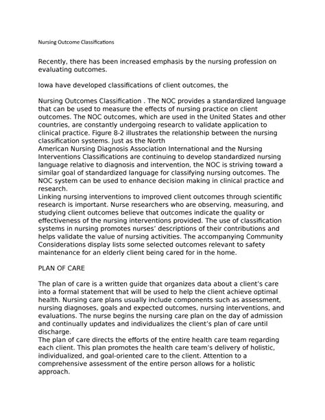 Nursing Outcome Classifications Nursing Outcome Classifications Recently There Has Been