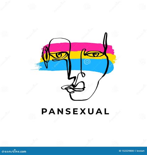 Pansexual Pride Grunge Style Flag And Abstract Human Face Line Art Gay And Lesbian Icon Symbol